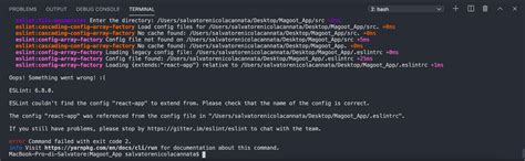 javascript eslint error eslint couldn t find the config react app