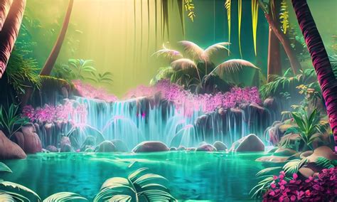 Premium Ai Image Tropical Rainforest Waterfall In The Jungle Landscape