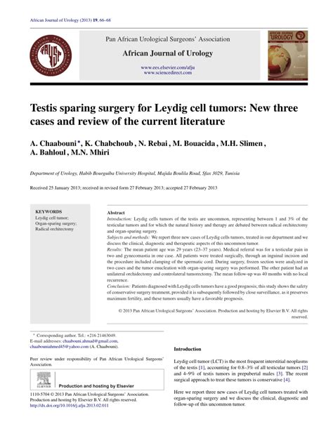 Pdf Testis Sparing Surgery For Leydig Cell Tumors New Three Cases