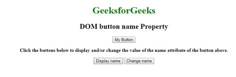 html dom button name property geeksforgeeks