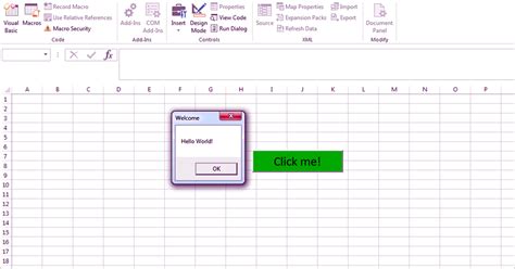 how to create a message box in excel using vba and pop up