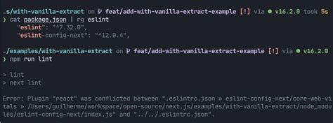 lint script throwing an error plugin react was conflicted between