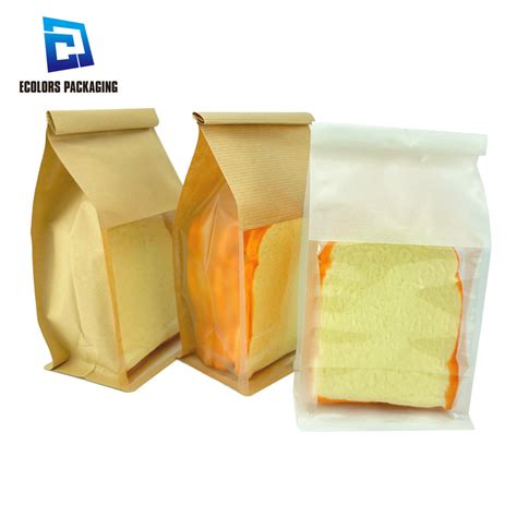 Custom Size Flat Bottom Side Gusset Laminated Plastic Kraft Paper Bread