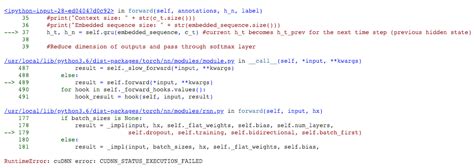 nn gru cudnn status execution failed pytorch forums
