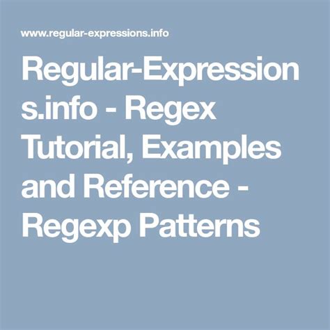regular regex tutorial examples and reference