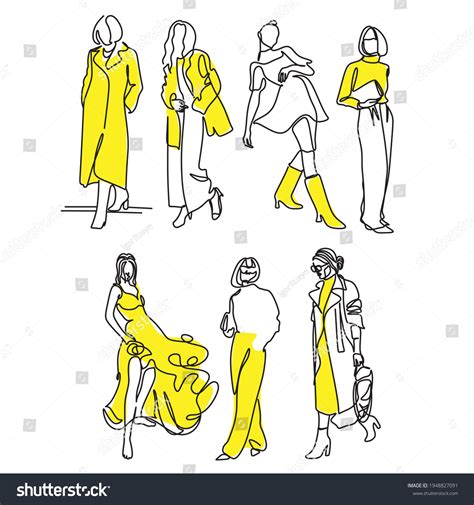 Set Abstract Minimalistic Female Figure Underwear Stock Vector Royalty