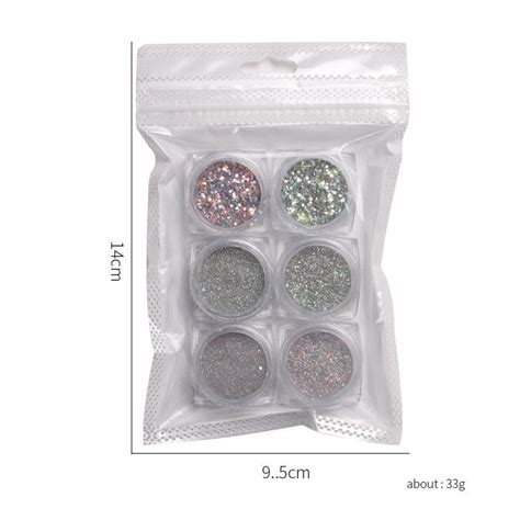 Diamond Chipping Reflective Disco Glitter 6pcs Madz Nail And Beauty