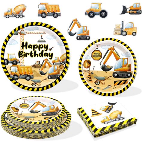 Construction Birthday Party Plates For 24 Guests Construction Party
