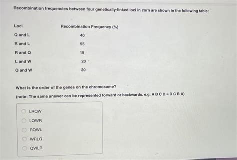 Solved Recombination Frequencies Between Four