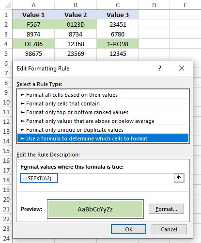 excel istext and isnontext functions with formula examples