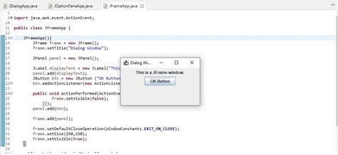 how to create dialog boxes in java
