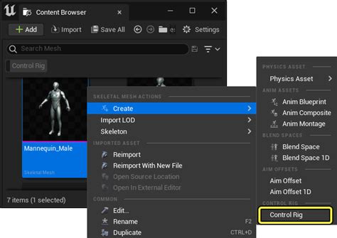 rigging with control rig in unreal engine unreal engine 5 0 documentation