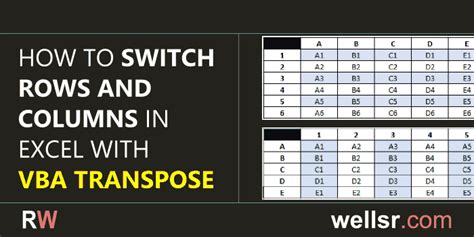 vba transpose to switch rows and columns