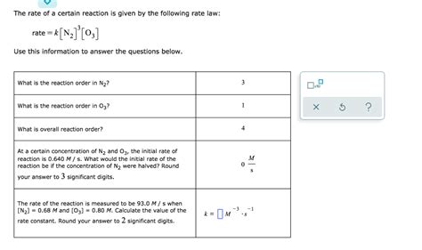 Solved The Rate Of A Certain Reaction Is Given By The