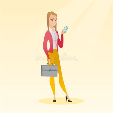 Caucasian Business Woman Holding A Mobile Phone Stock Vector