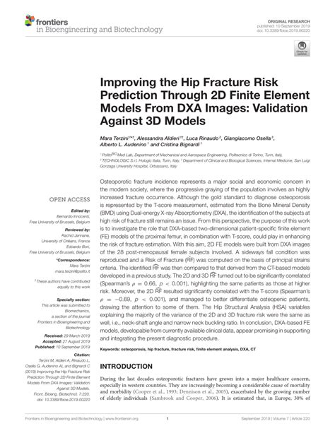 Pdf Improving The Hip Fracture Risk Prediction Through 2d Finite