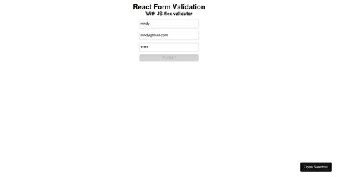 react form validation with flex validator forked codesandbox