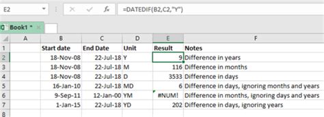 excel formula how to use the excel datedif function