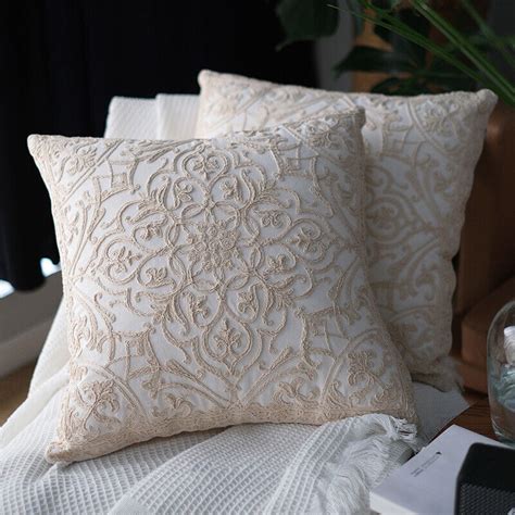 Vintage Embroidery Throw Pillow Covers Square Sofa Cushion Cover 20x20