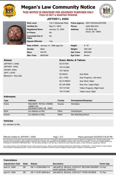 homeless sex offender notification delaware state police state of