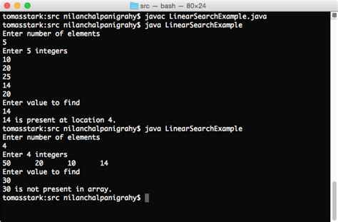 linear sequential search example in java › stacktips