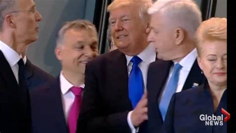 Donald Trump Appears To Shove Montenegro Leader Aside During Nato