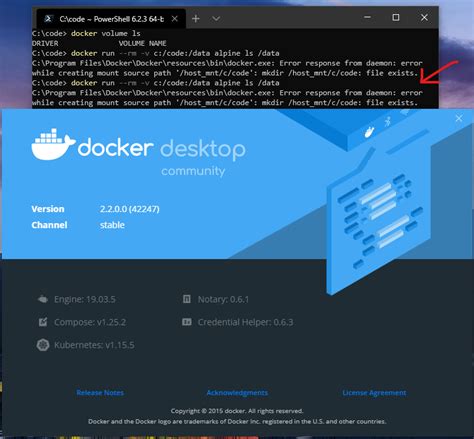 version 2 2 0 0 error while creating mount source path host mnt c