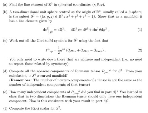 Solved A Find The Line Element Of R3 In Spherical