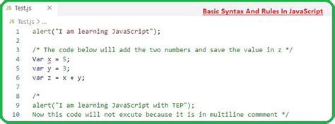 basic syntax and rules in javascript the engineering projects