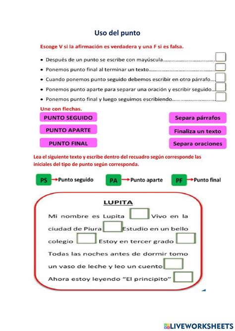 Actividad Online De Uso Del Punto Uso Del Punto Libros De Tercer