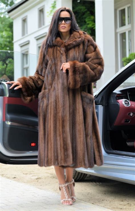 2017 Royal Vison Russe Sable Manteau Fourrure Capuche Classe De Longue