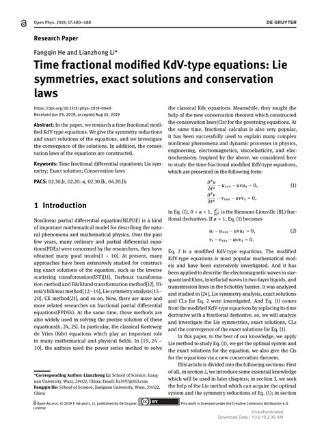 Pdf Time Fractional Modified Kdv Type Equations Lie Symmetries