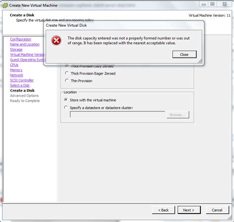 The Disk Capacity Entered Was Not A Properly Formed Number Or Hatası