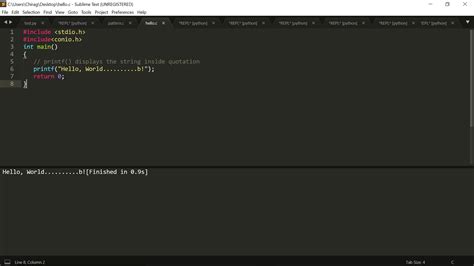 how to run c cpp programs in new tab of sublime text editor