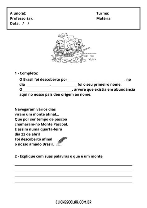 Atividade De História Para 2º Ano