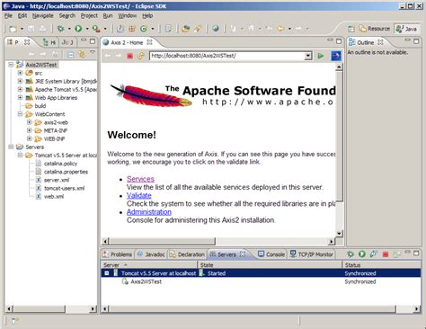 eclipse wtp tutorials creating bottom up web service via apache axis2