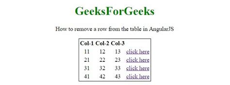 how to delete a row from table using angularjs geeksforgeeks