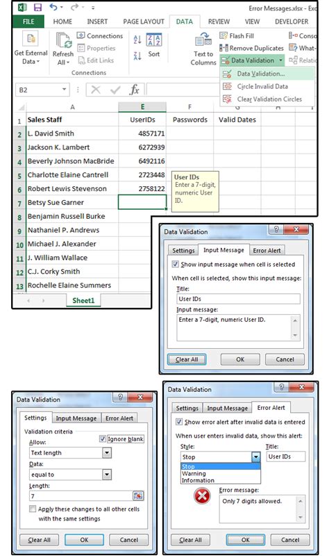 how to create custom input and error messages in excel pcworld