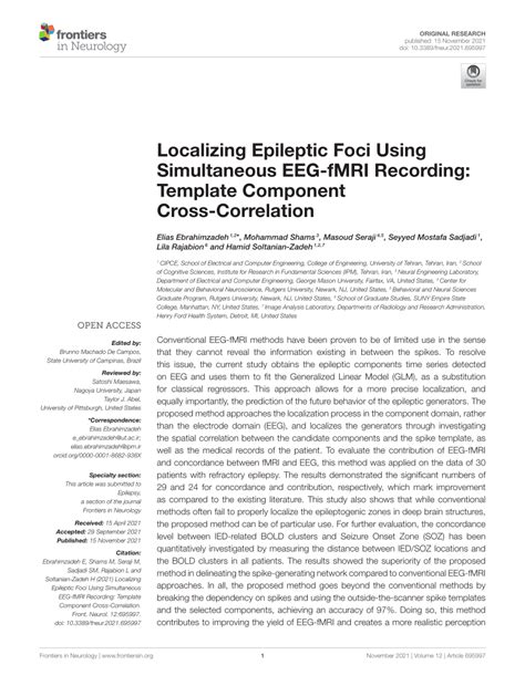 Pdf Localizing Epileptic Foci Using Simultaneous Eeg Fmri Recording