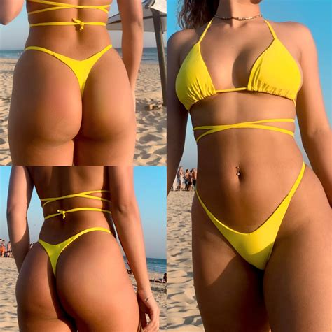 Bikini Afrodite Classic Thong Bikini Low Rise With V Etsy