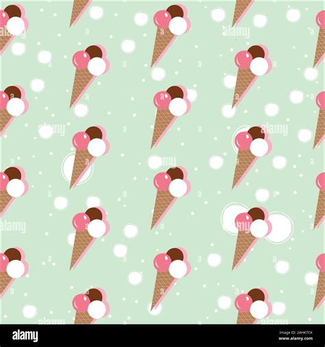 Ice Cream Seamless Pattern Vector Illustration Stock Vector Image