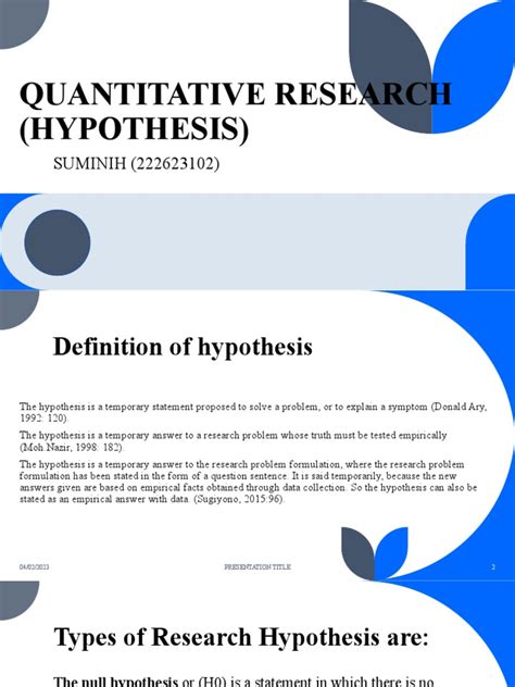 Quantitative Research (Hypothesis) | PDF | Hypothesis | Science