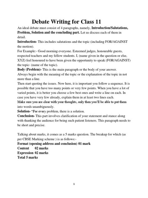 DEBATE CLASS 11 PDF | PDF