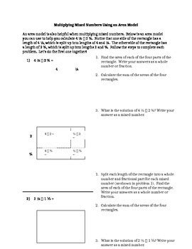 Image result for Area Model for Multiplying Mixed Numbers Worksheet Grade 5