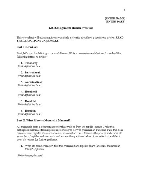 Image result for Human Evolution Worksheet