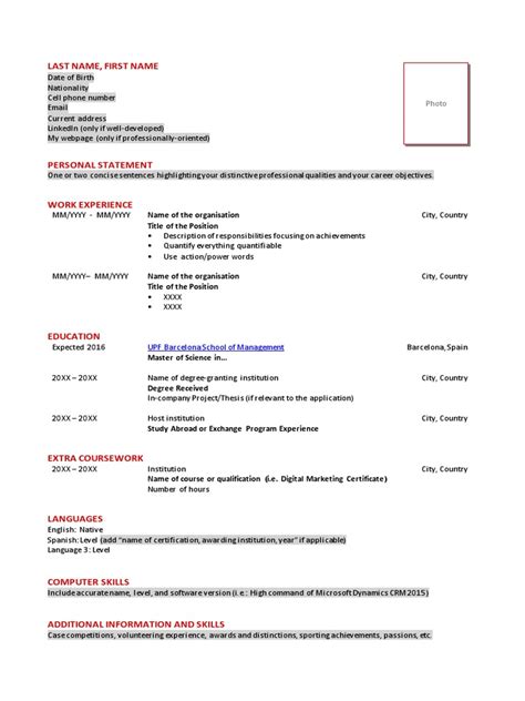 Image result for Sample of a CV PDF