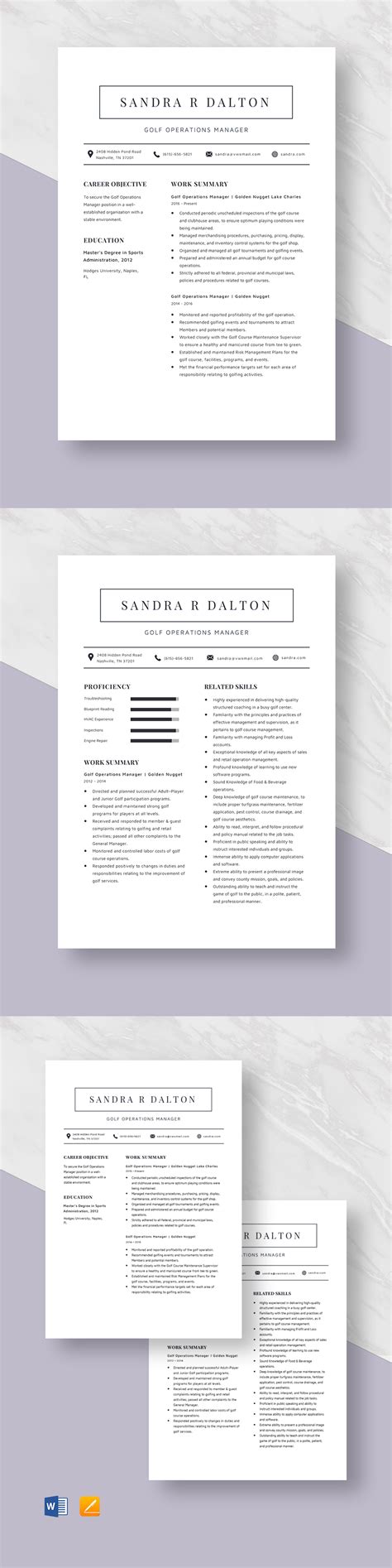 Image result for Golf Course Manager Resume Example
