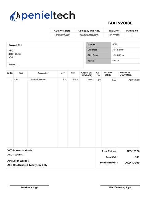 Image result for QuickBooks Invoice Sample
