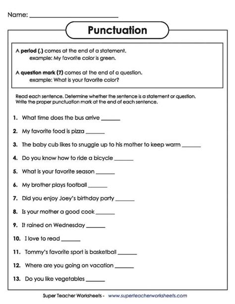 Image result for Punctuating Sentences Worksheet