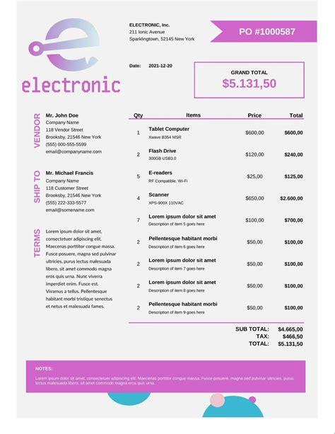 Image result for Example of a Purchase Order